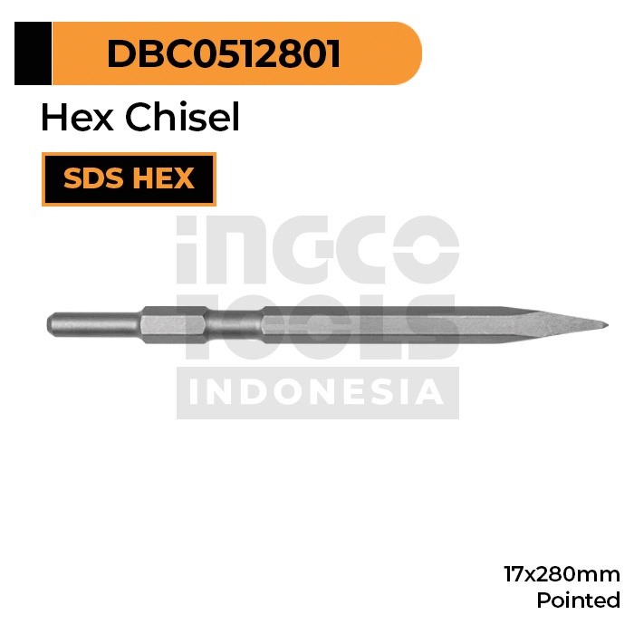 Jual SDS-Hex Chisel Point (17 mm) INGCO DBC0512801 - Mata Bor Bobok ...