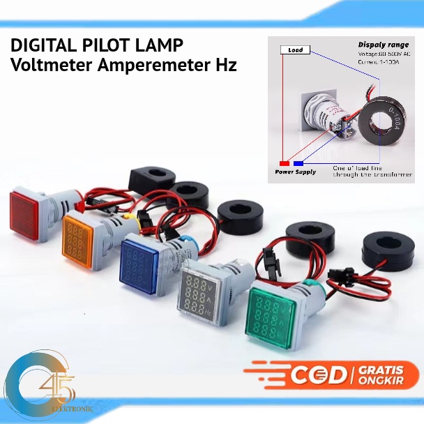 Jual Pilot Lamp Digital Voltmeter+Amperemeter+Hz AD16-22VAH | Shopee ...