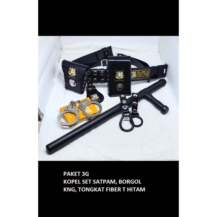 Jual Paket Kopel Set Satpam Hitam + Borgol + Pentungan | Shopee Indonesia