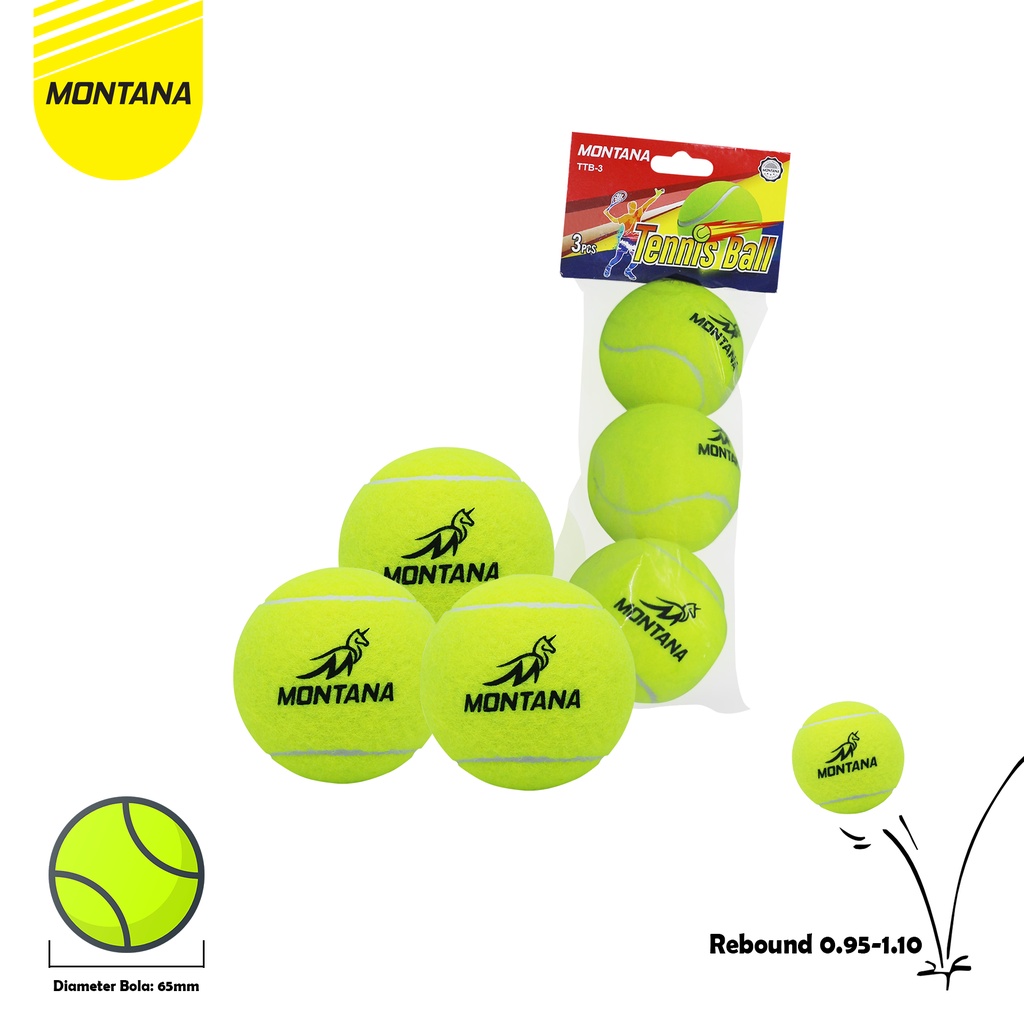 Jual MONTANA Bola Tenis 3 Pcs Rebound 0.95-1.10 Tennis Ball Sport Bola ...