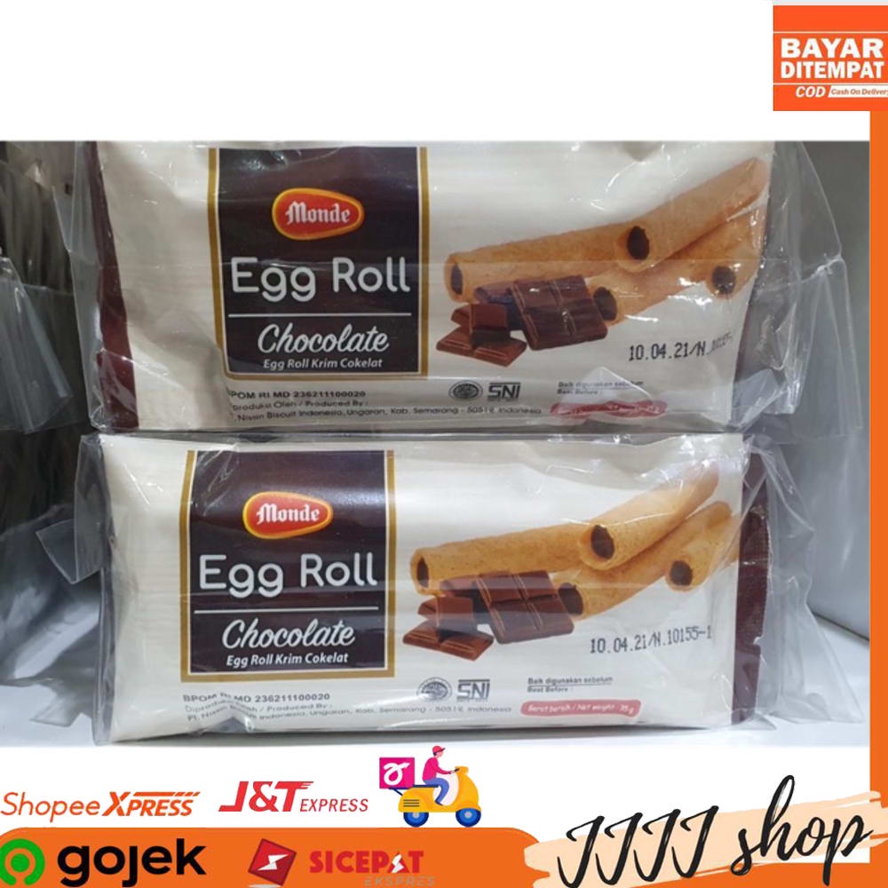 Jual Monde Egg Roll Chocolate Snack Cemilan Rasa Coklat Isi 10 Berat ...