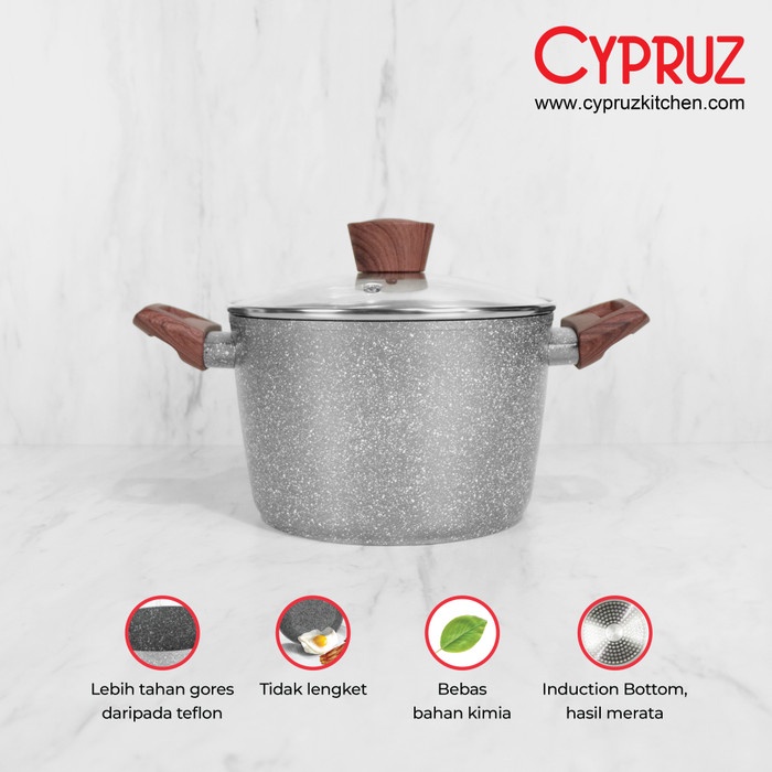 Jual Cypruz Grey Marble High Casserole Pan / Panci Anti Lengket Ukuran ...