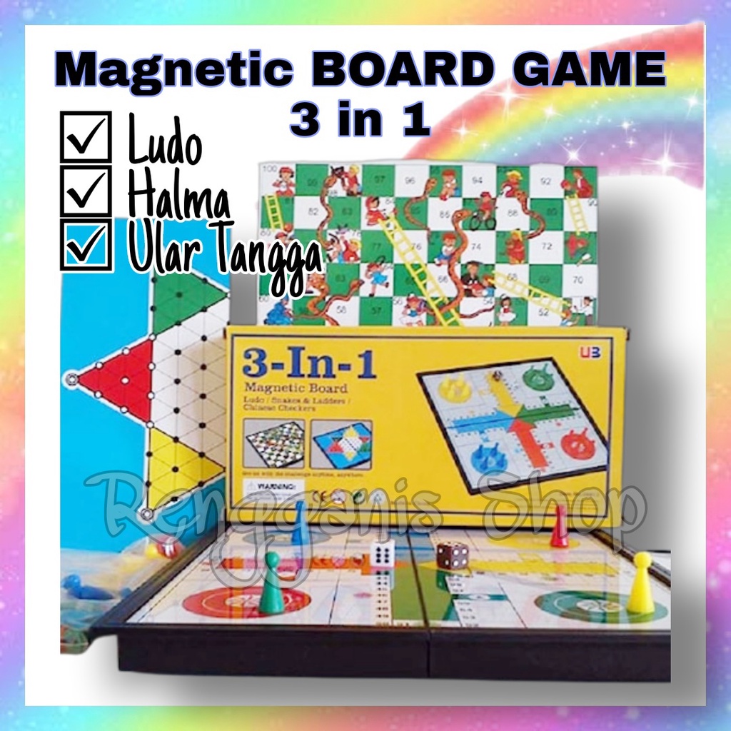 Jual Mainan Papan Halma Ludo Ular Tangga Board Game Magnet Magnetic ...