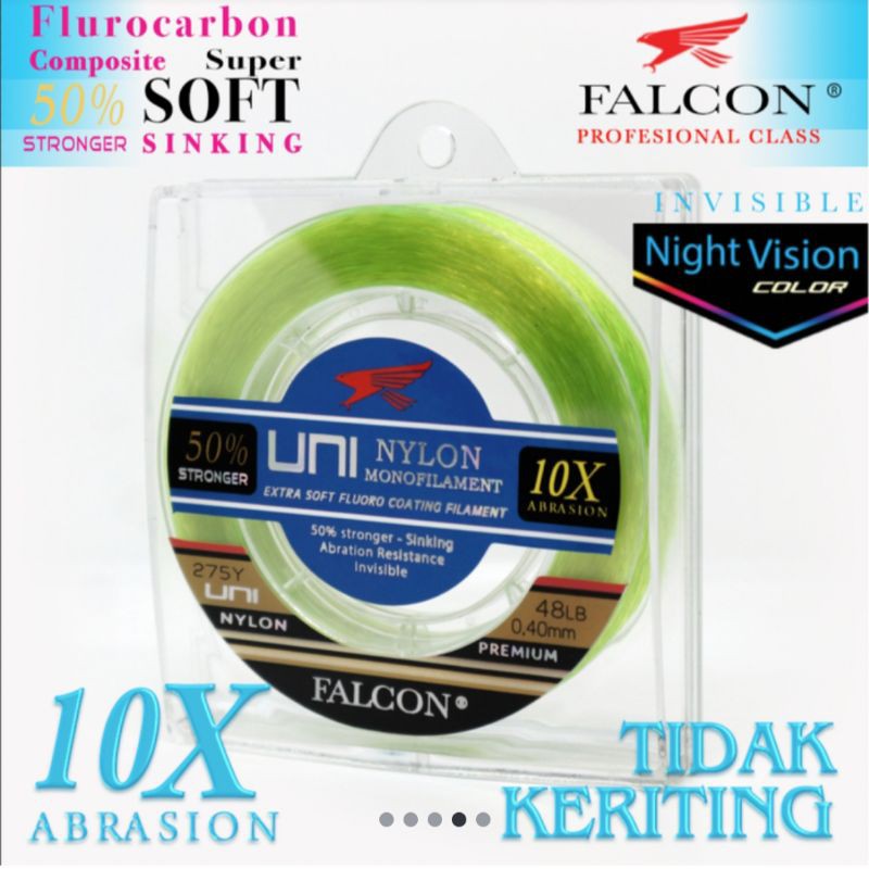 Jual Senar Pancing Falcon Uni 275 yards Yellow Fluo Night Vision ...