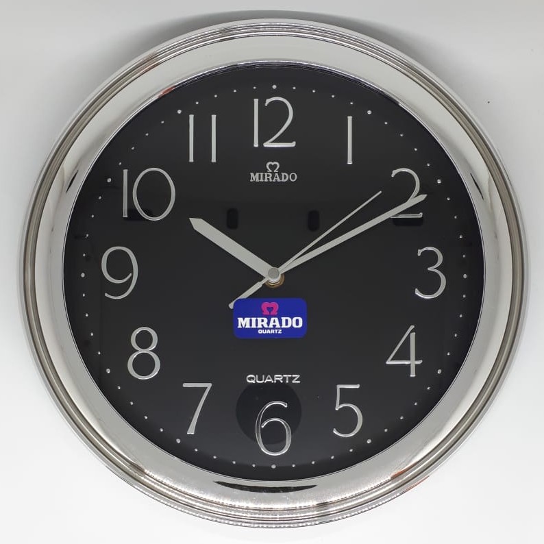 Jual JAM DINDING MIRADO MQ-2103 BULAT HITAM RING SILVER ANGKA TIMBUL ...