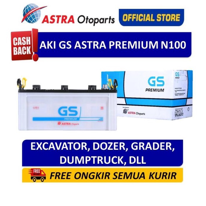 Jual Aki Gs Astra Premium N100 Untuk Komatsu Excavator, Dozer, Grader, Dump | Shopee Indonesia