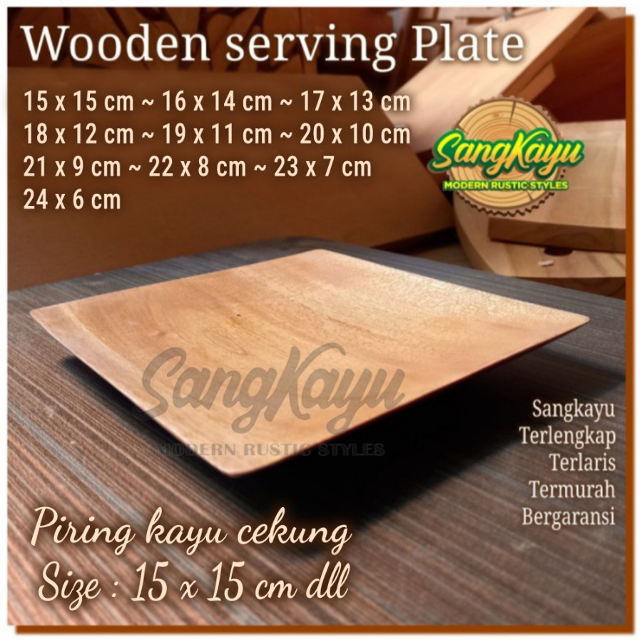 Jual SangKayu Wooden Plate 15x15 cm Piring Saji Kayu Cekung Wooden ...