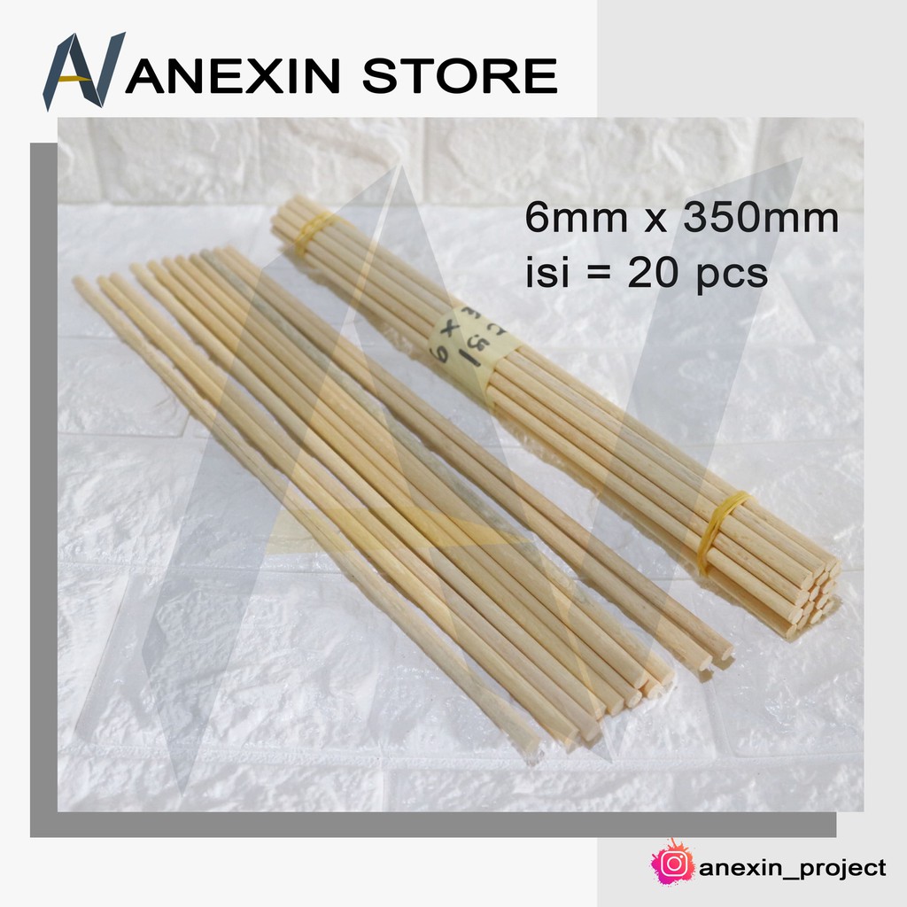 Jual Kayu dowel polos diameter 6mm x panjang 350 mm / 35 cm pasak kayu ...
