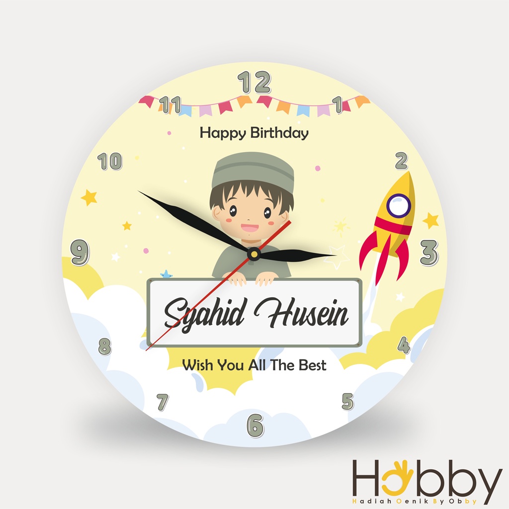 Jual JAM DINDING UNIK CUSTOM NAMA KARAKTER KADO ULANG TAHUN COWOK KAYU ...
