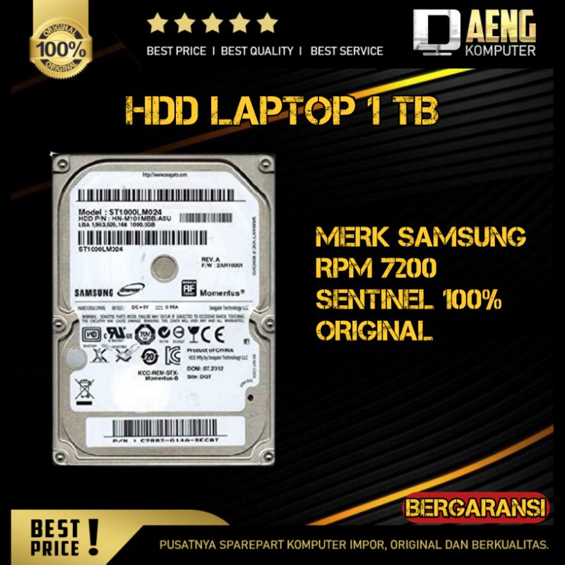 Jual HDD hardisk harddisk hard disk internal laptop 1 TB Sehat 100 ...