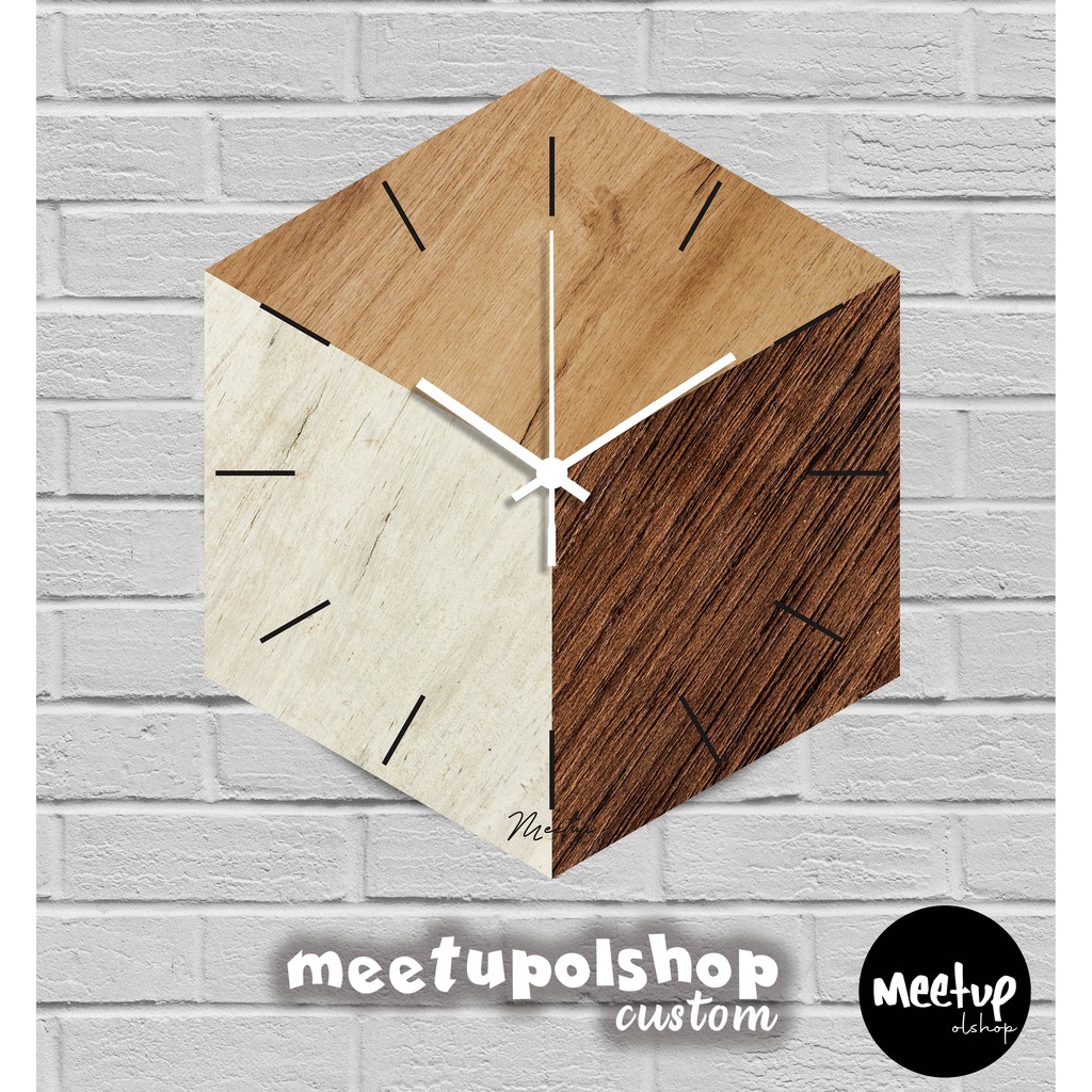 Jual JAM DINDING MINIMALIS CUSTOM UNIK MOTIF SEGI ENAM | Shopee Indonesia