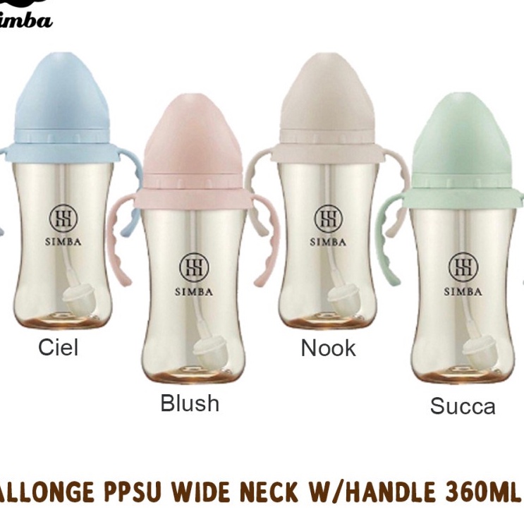 Jual Simba Allonge PPSU Wide Neck Feeding Bottle With Straw & Handle 360ml | Shopee Indonesia