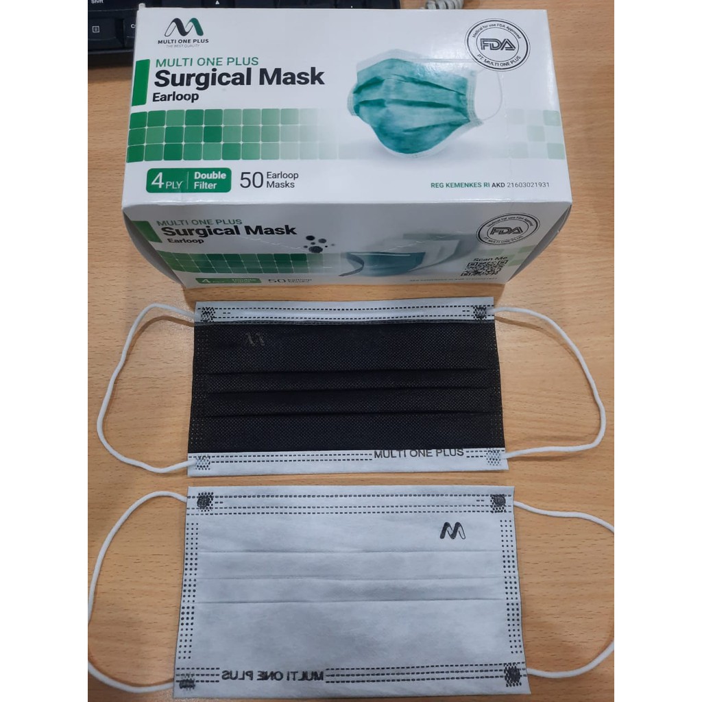 Jual MASKER MULTI ONE PLUS 4PLY SURGICAL EARLOOP (BLACK) | Shopee Indonesia
