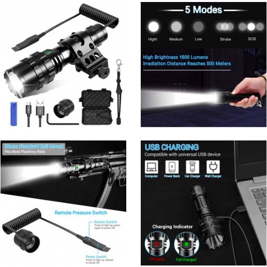 Jual TaffLED Tactical Senter + Dot Laser Gun Scope Mount Airsoft Rifle + Baterai + Charger JG-1 ...
