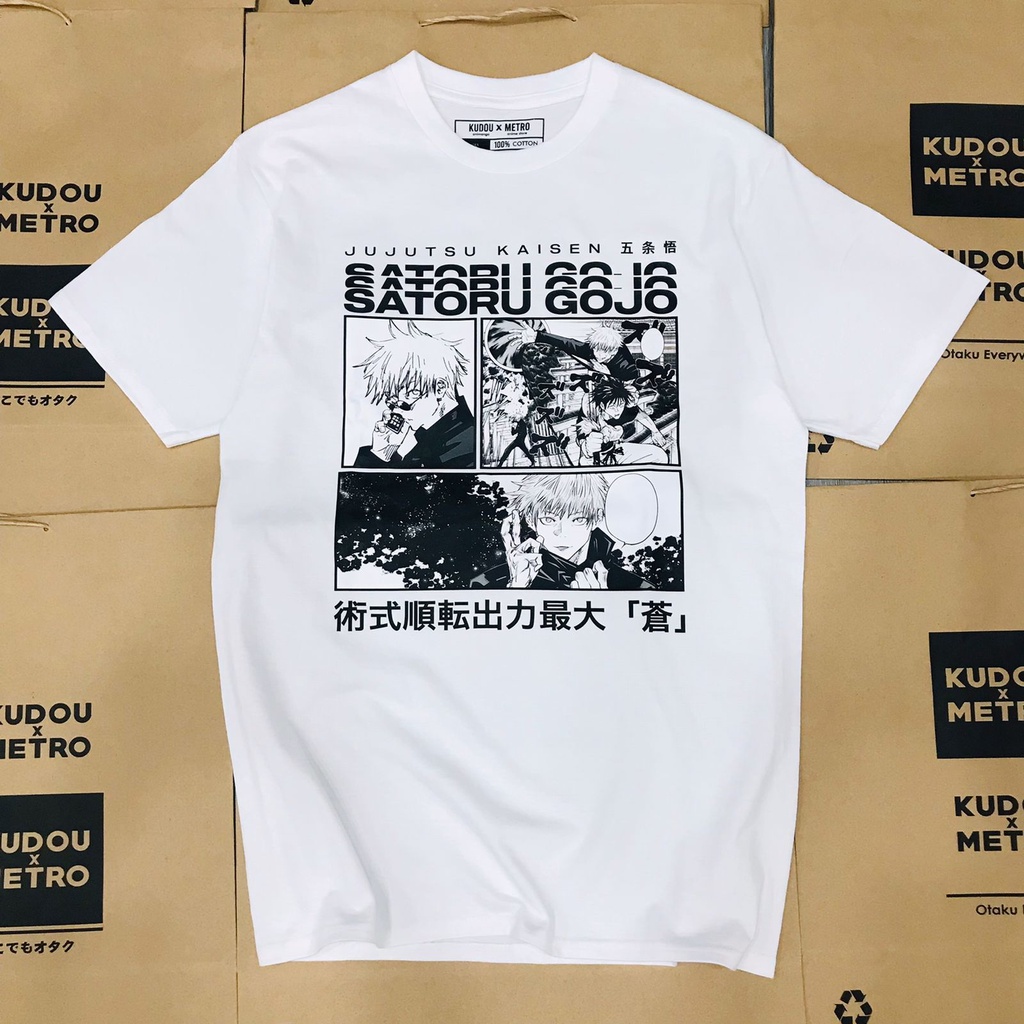 Jual Tshirt Satoru Gojo Streetwear White Anime Manga Jujutsu Kaisen ...