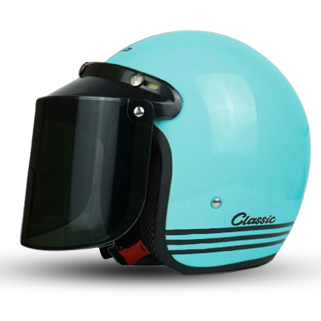 Jual Helm Bogo Polos Classic Dewasa HITAM DOF Kaca Datar / Kaca Cembung ...