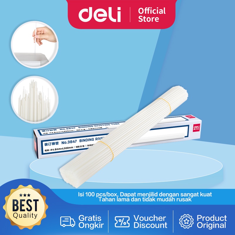 Jual Deli Binding Riveting Tube Transparan (100pcs/kotak) 3847 | Shopee ...