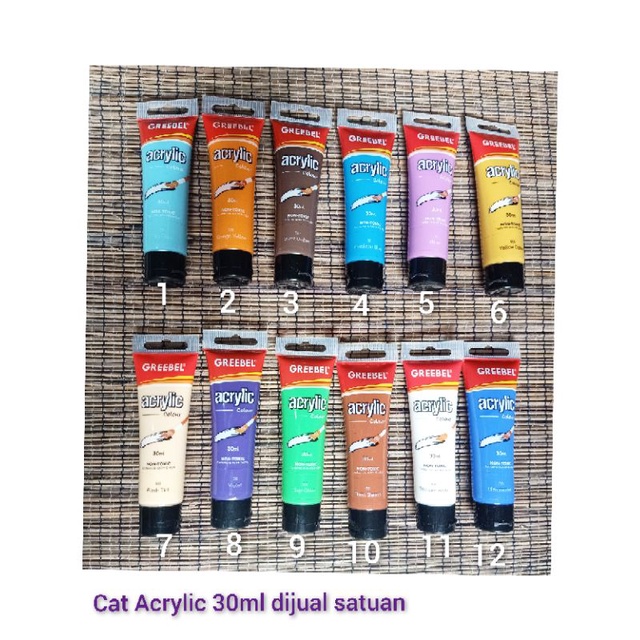 Jual Cat Akrilik Acrylic Greebel 30ml Cat Lukis Jual Satuan Aneka Warna ...