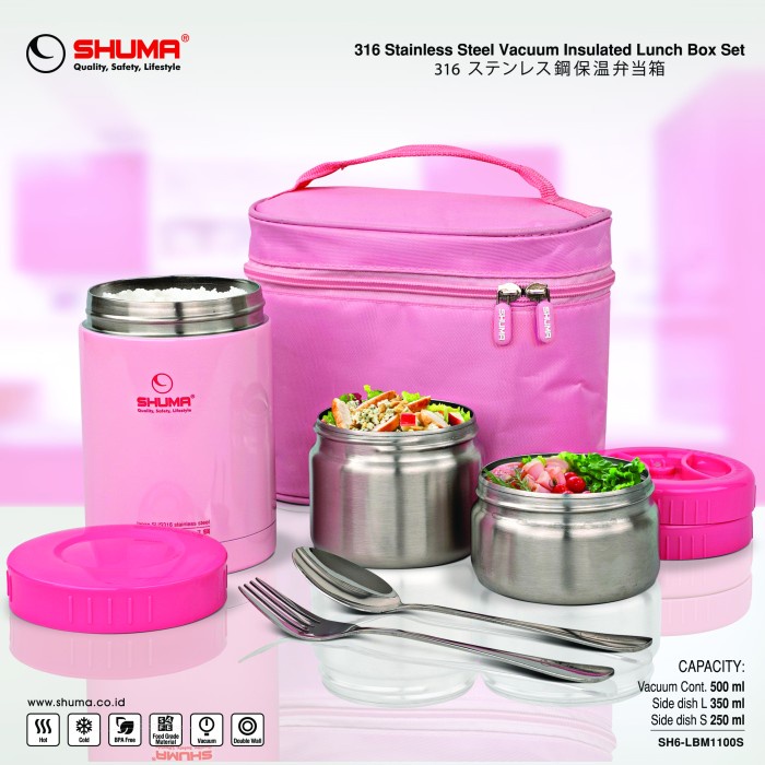 Jual Shuma Premium Vacuum Insulated Sus316 Lunch Box Set 1100Ml ...