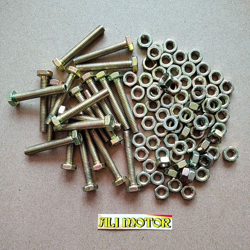 Jual Baut + mur ukuran 10 panjang 4 cm HARGA 1 SET | Shopee Indonesia