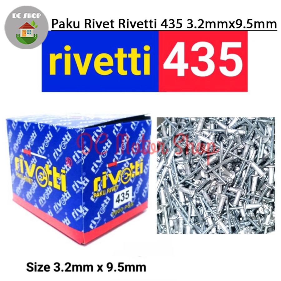 Jual Paku Rivet Ripet RIVETTI Type Tipe 435 Ukuran 3.2 mm x 9.5 mm ...