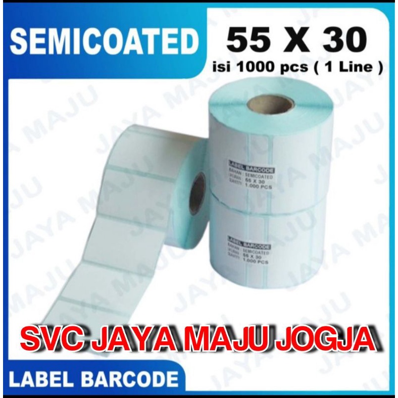 Jual 55 X 30 SEMICOATED - 1 LINE - FACE OUT - ISI 1.000 PCS || CORE 1" || LABEL BARCODE PRINTER ...
