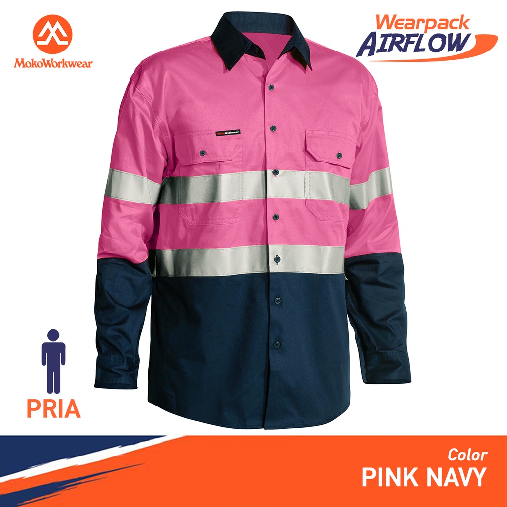 Jual MokoWorkwear Wearpack Safety Airflow Pink Navy PRIA | Shopee Indonesia