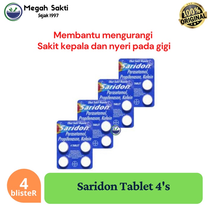 Jual Saridon Tablet 4's x 4 Strip - Pereda Demam, Sakit kepala dan ...