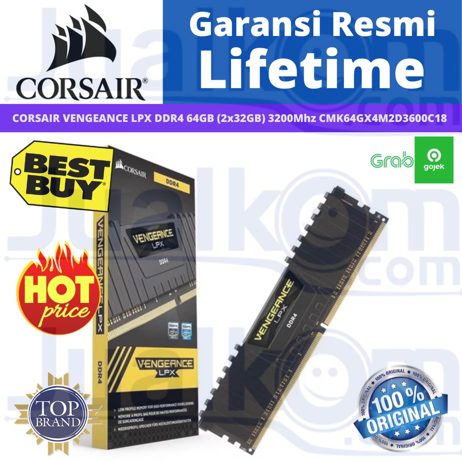 Jual Corsair Vengeance Lpx Ddr4 64gb 2x32 3600mhz Cmk64gx4m2d3600c18