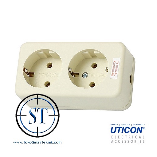 Jual Stop Kontak Uticon 2 Lubang Terminal Kuningan Arde Kualitas SNI | Shopee Indonesia