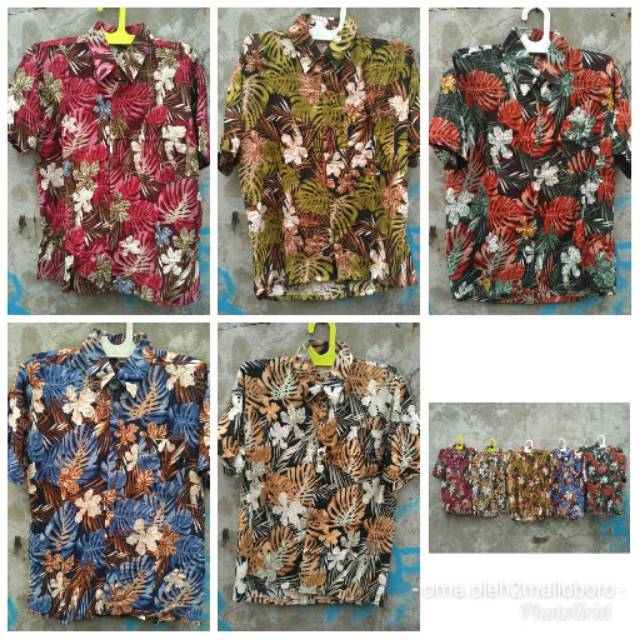 Jual BAJU PANTAI TROPICAL KEMEJA PANTAI HAWAI MOTIF BUNGA ALOHA DAUN ...