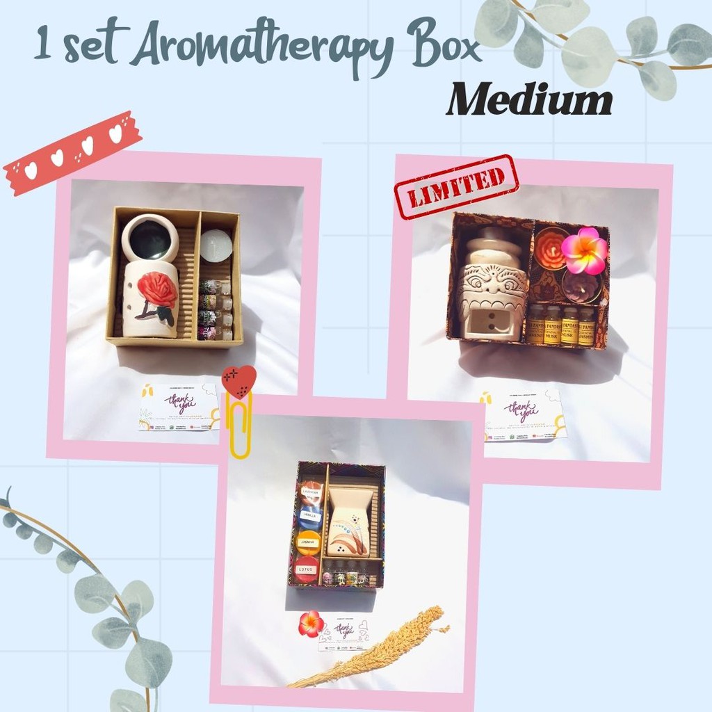 Jual 1 SET AROMATHERAPHY BOX MEDIUM (tungku + essential oils + lilin ...