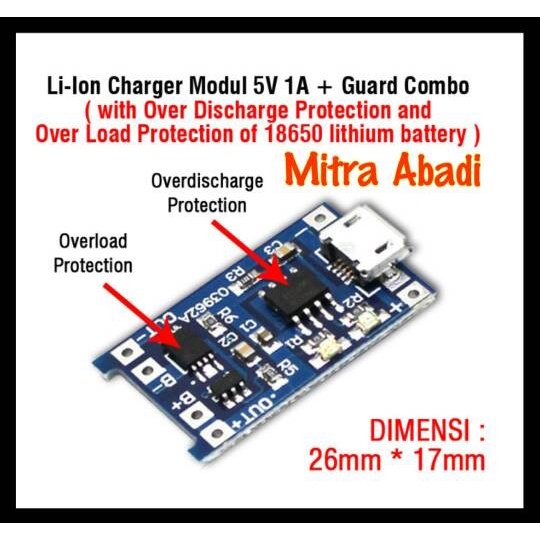 Jual Kit Power Bank Li-ion Charger Modul 5V 1A + Guard Combo | Shopee ...
