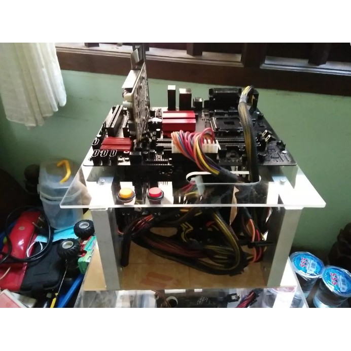 Jual Casing CPU Acrylic Komputer Rack PC Open Air Mini Micro ATX ...