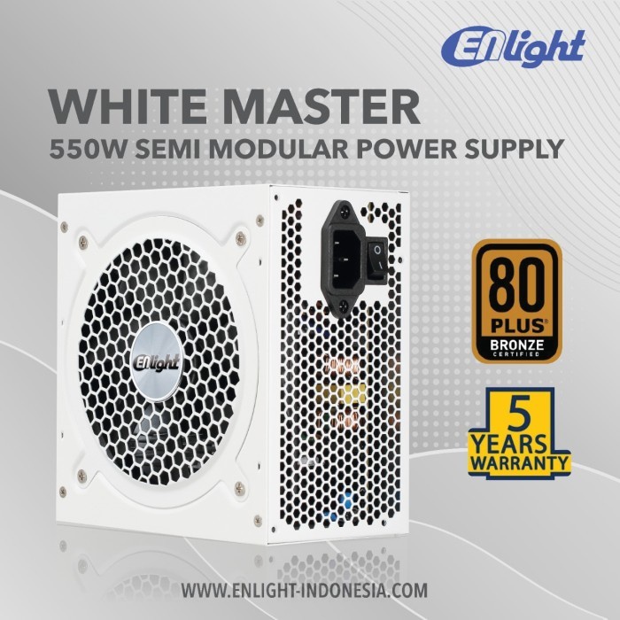 Jual PSU ENLIGHT BLACK SILVER 550W MODULAR 80 PLUS BRONZE POWER SUPPLY ...