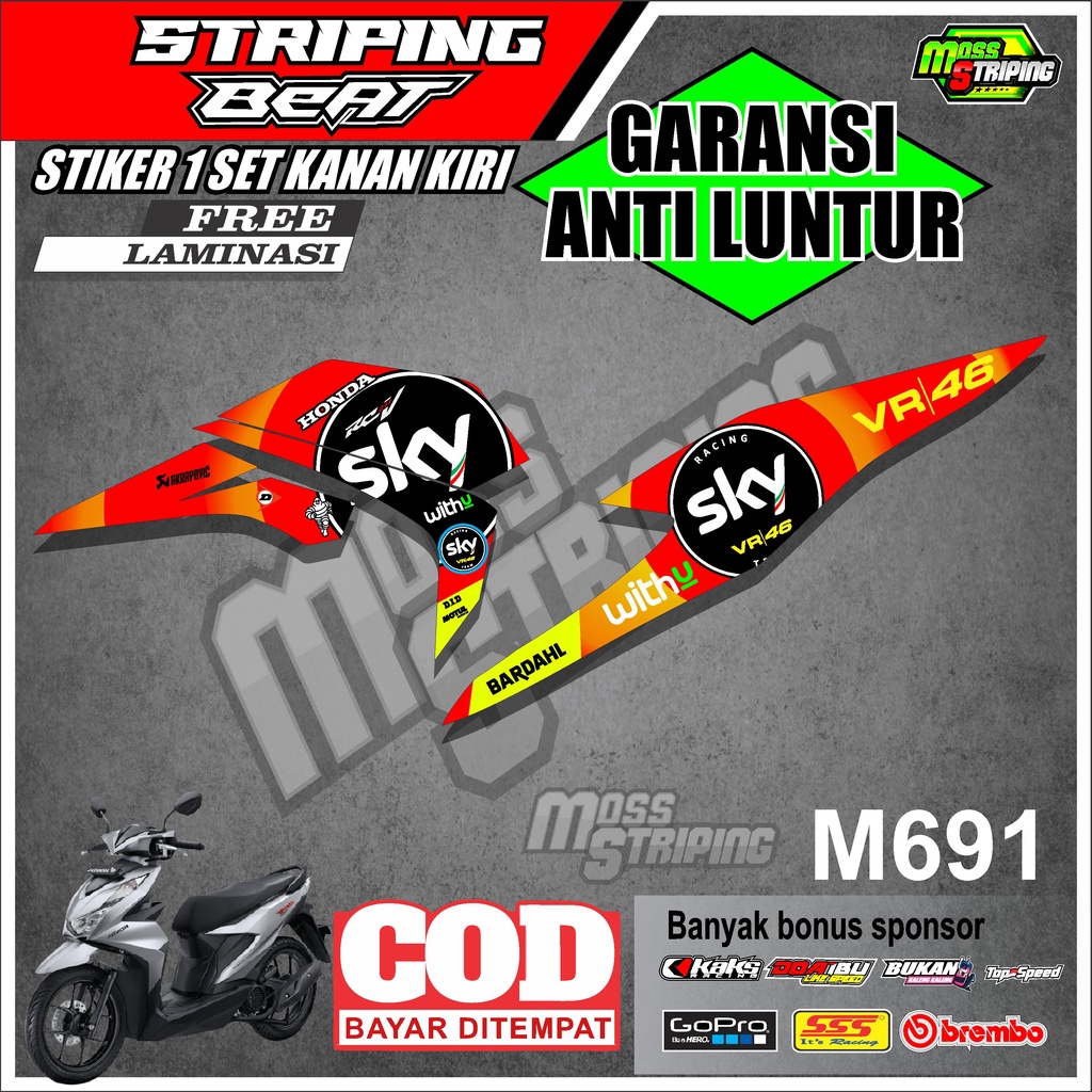 Jual STIKER MOTOR STRIPING BEAT NEW DELUXE 2020 2021 2022 KODE M691 STICKER MOTOR SETRIPING LIST ...