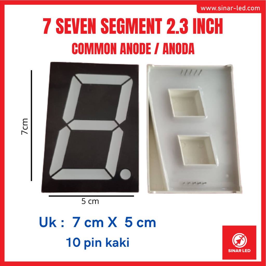 Jual 7 SEGMEN SEGMENT LED DISPLAY 1 DIGIT COMMON ANODE 2,3 IN 2.3 INCH ...