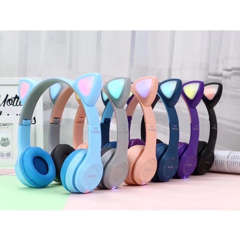 Jual HEADSET MACARON LED BANDO CAT BLUETOOTH SD MZ-P47 | Shopee Indonesia