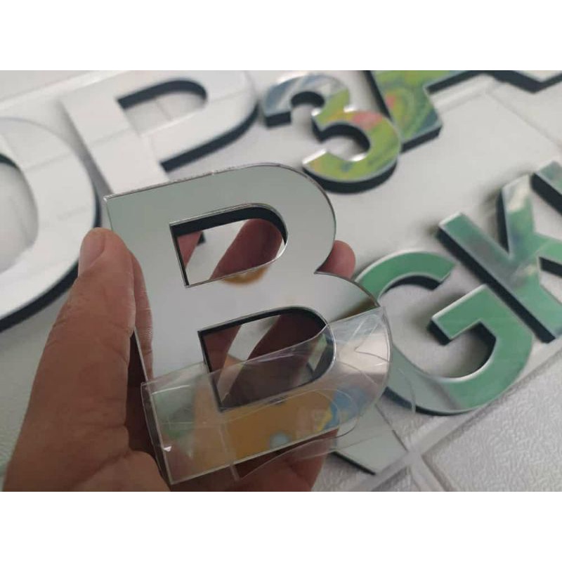 Jual Huruf timbul acrylic / akrilik SILVER MIRROR /HURUF AKRILIK MIRROR ...