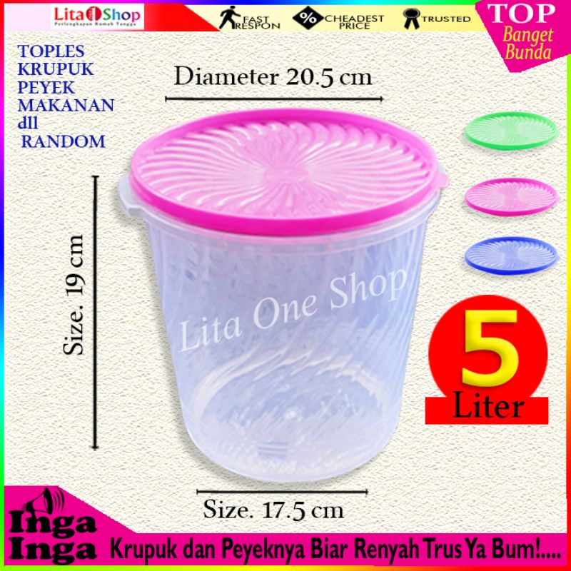 Jual Toples Ukuran 5 liter/ Wadah Kerupuk 5 liter | Shopee Indonesia