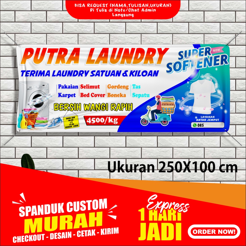 Jual Banner Laundry Pakaian, Spanduk Laundry, Ukuran 250x100 cm ( Bayar ...