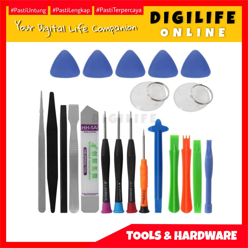 Jual Alat Reparasi Smartphone 21 in 1 Repair Tools Set Obeng Pembuka HP ...