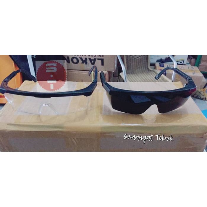Jual KACAMATA SAFETY GLASS PELINDUNG BENING HITAM | Shopee Indonesia
