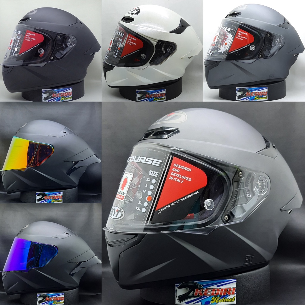 Jual Helm KYT TT COURSE plain solid ttc polos black doff white gorilla ...
