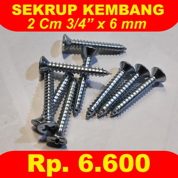 Jual 1 DUS Sekrup Skrup Mur Baut Kembang 2 cm 3/4" X 6 mm Kayu Tembok ...