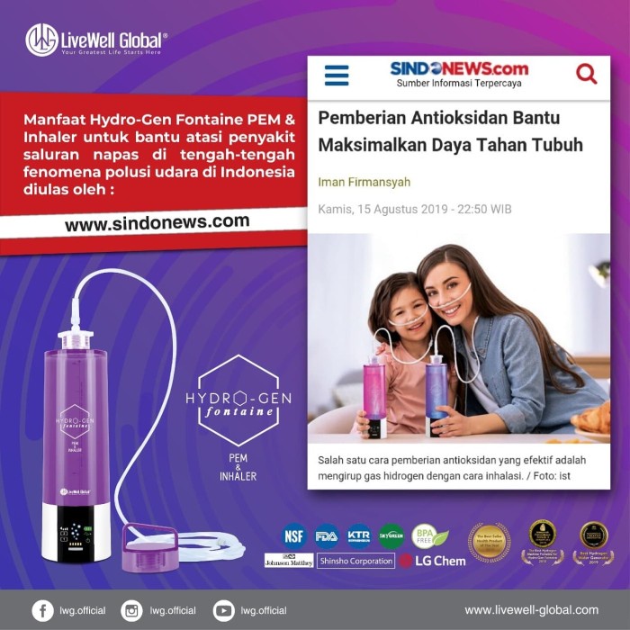Jual Kesehatan - Hydrogen Fontaine Pem Inhaler Ungu | Shopee Indonesia