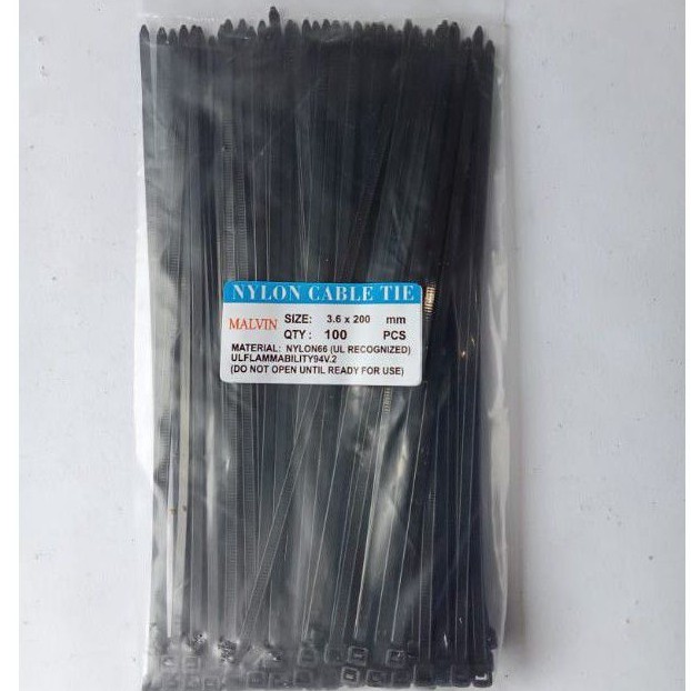 Jual KABEL TIE HITAM 200 MALVIN / KABEL SERBAGUNA / NYLON CABLE TIE ...
