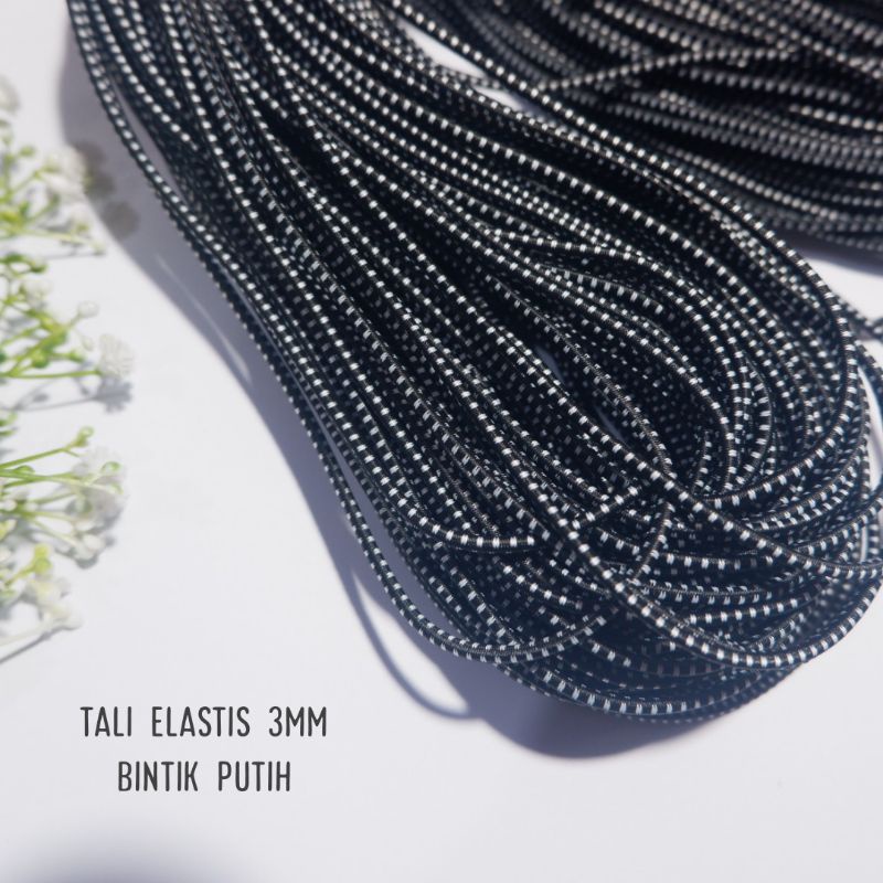 Jual tali elastis 3mm bintik putih | Shopee Indonesia
