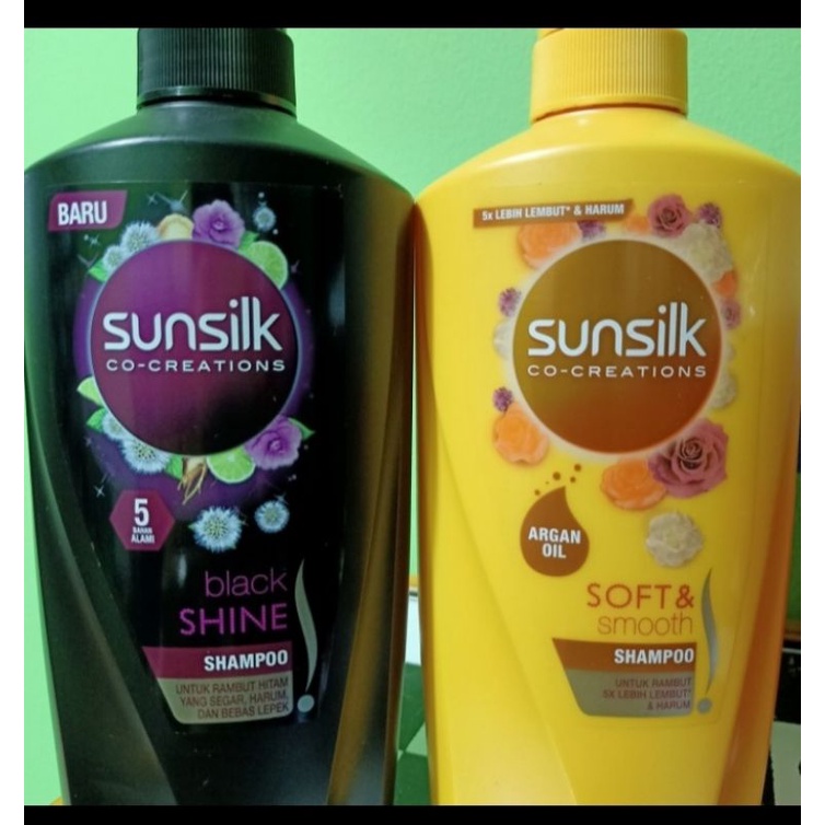 Jual sunsilk shampo 650ml botol black shine dan soft smooth kuning ...
