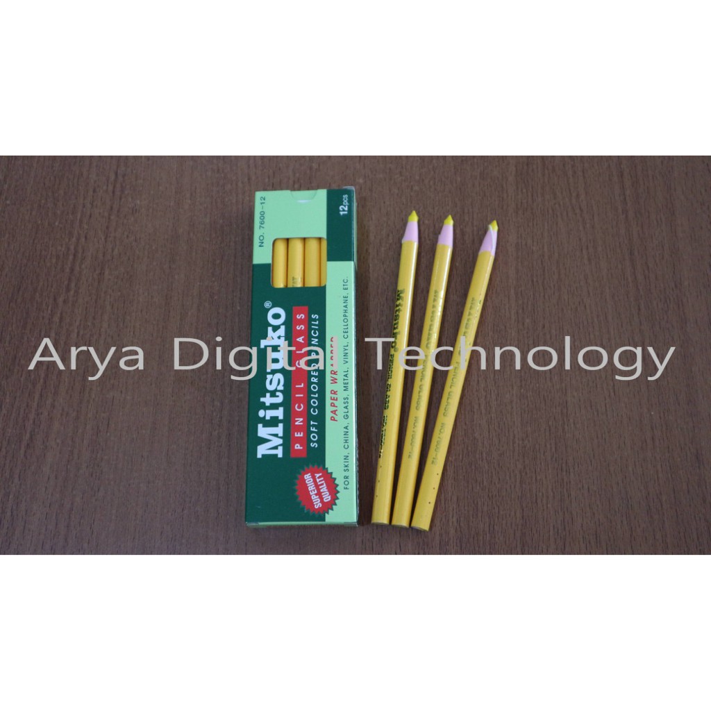 Jual Pencil Glass Mitsuko Pensil Kaca Dermatograph Penanda Warna Kuning ...